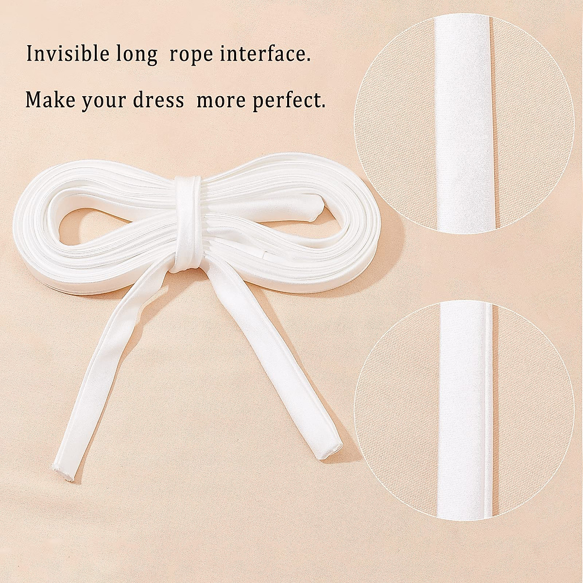 AHANDMAKER 137.8 Inches Women's Tie Back for Wedding Bridal Gown, White Adjustable Lace up Dress Cord Back for Zipper Replacement or Buttons
