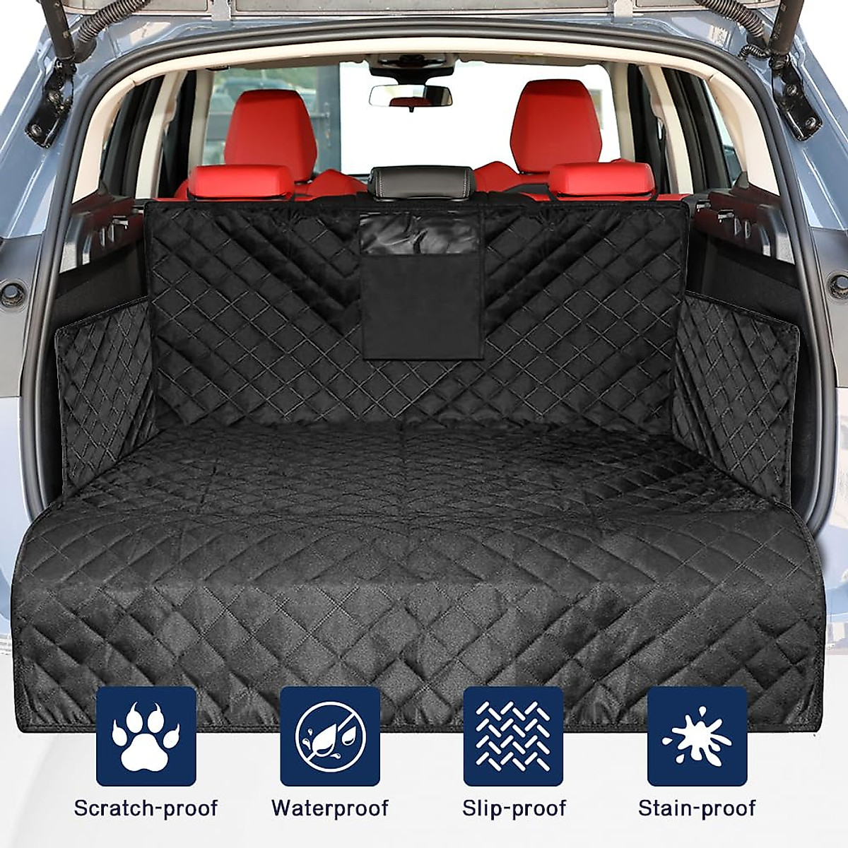 Middrivr Car Trunk Mat, Waterproof Cargo Liner for SUV, Rear Seat Cover Mat, Oxford Cloth, Universal Fit, Black