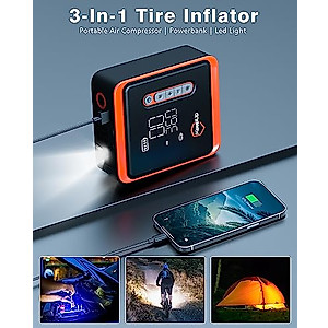 Tire Inflator Portable Air Compressor - KEEPUP 150 PSI Cordless Air Pump with 10000mAh Rechargeable Battery for Car Tires Ebike Motorcycles Bicycles Balls