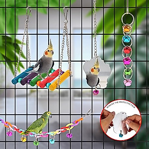 Bird Toys for Parakeets 9Pcs,Bird Wooden Ladder Bridge Parrots Toys Budgie Toys Bird Cage Accessories,Swing Hammock for Conure,Cockatiel,Love Birds, Finches, Mynah,Budgerigar