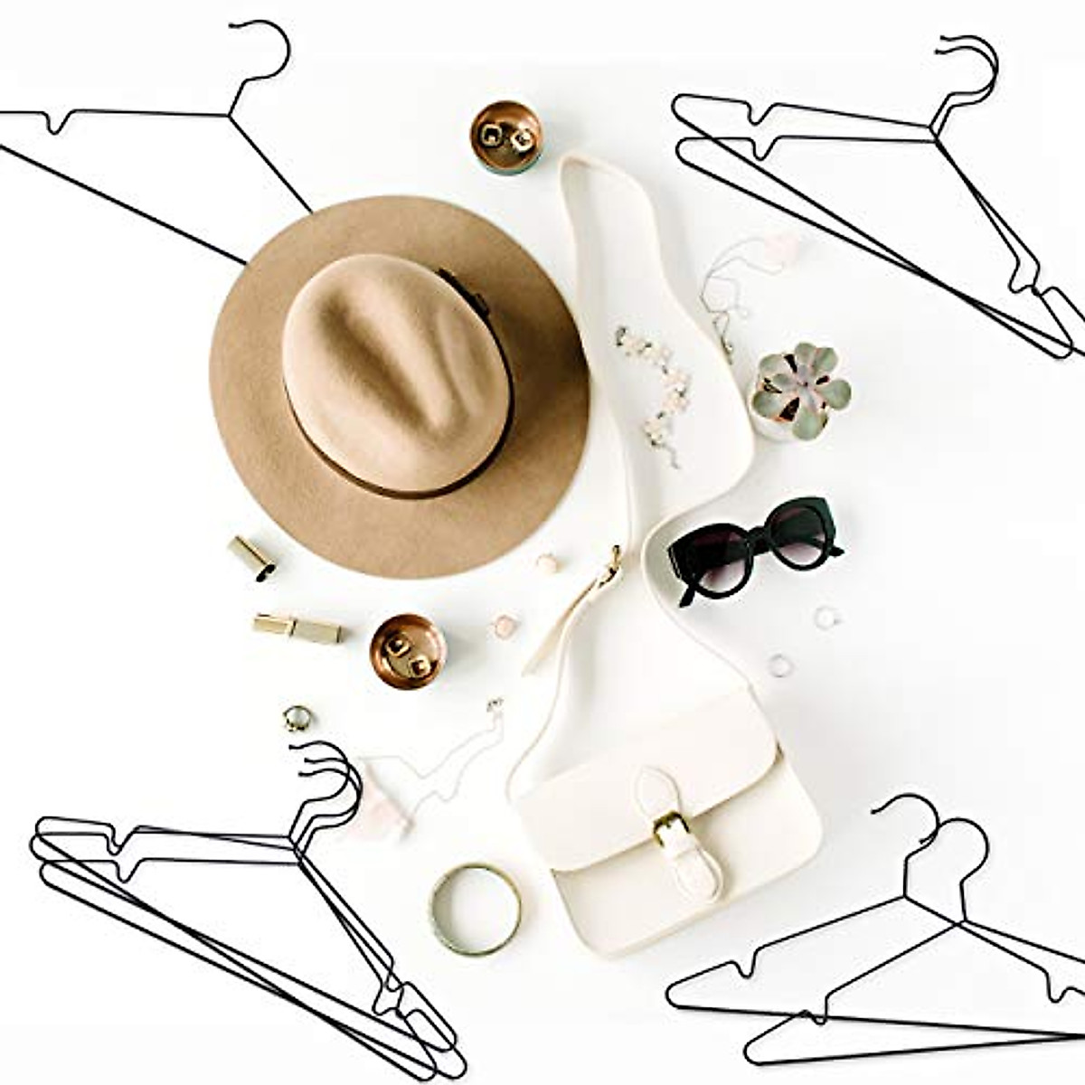 pamo Black Metal Clothes Hangers - 5,10 or 20 Stainless Steel Black Hangers 16.5"- Coated, Scratch- and Rust-Resistant - Space Saving Clothes Hanger