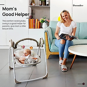 Baby Swing for Infants to Toddler, Portable Automatic Swing with Music, Adaptable Speed - 6-25 lbs, 0-9 Months