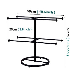 Desktop Ribbon Display Stand Two-Sided Ribbon Roll Storage Rack, 2-Tiers Iron Ribbon Shelf Holder for Cake/Gifts/Flowers Store, Black