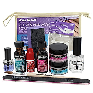Mia Secret Acrylic Nail Kit/set For beginners - Nails Kit With Pink Acrylic Powder and Clear Acrylic Powder With Everything - Starter Kit de Uñas Acrilicas Mia Secret - Kit de Uñas Mia Secret Completo