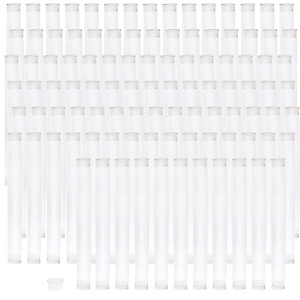 The Beadsmith Clear Plastic Tubes - 5-Inch-Long Round Tubes, 9/16 Inches in Diameter - Flat Caps - Use for Beads, Bath Salts, Wedding & Party Favors, Home or Office Storage - Bag of 100
