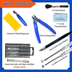 JUNYAOHSU Gundam Model Tool Kit, 64pcs Hobby Modeler Basic Tool Set for Minature Bandai Models, Cars, Airplanes, Buildings, Gundam, Robots Repairing Fixing