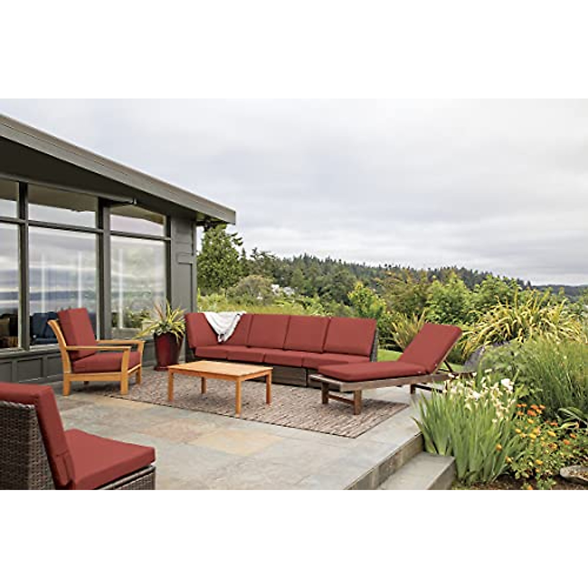 Classic Accessories Ravenna Water-Resistant 72 x 21 x 3 Inch Patio Chaise Lounge Cushion, Spice, Patio Cushion