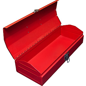 BIG RED TB101 Torin 19" Hip Roof Style Portable Steel Tool Box with Metal Latch Closure and Removable Storage Tray, Red, 19.1" x 6.1" x 6.5"