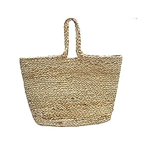 CHARDIN HOME braided Jute Bag in all Natural Jute | Versatile, decorative, sturdy, stylish, bohemian all natural tote bag for shopping, storage, laundry or home decor | 12x16 inches big in Jute color