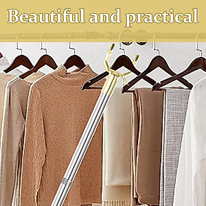 Clothes Hook Pole,Closet Hook Extends from 26 inches to 56 inches,Light Weight and Sturdy,Closet Hook Rod Made of Stainless Steel Adjustable,Foam Handles and U-head Design, High Reach Hanger Hooks