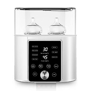 Portable Baby Bottle Warmer, 8 in 1 Milk Warmer of Breastmilk/Formula/Regular Milk, Food Heater&Defrost with LCD Display, Travel Double Bottle Warmer with Accurate Temperature Control