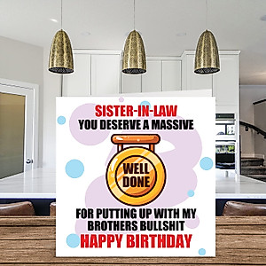 Funny Birthday Cards for Sister in Law - Massive Well Done - Joke Happy Birthday Card for Sister in law, Sister in law Birthday Gifts, 5.7 x 5.7 Inch Greeting Cards Gift from in laws