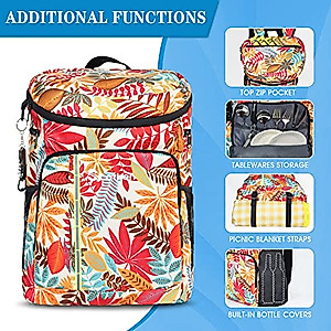 Scothen Cooler Backpack with 12 Ice Packs - Keeps 54 Cans Cold for Up to 24 Hours - Waterproof & Leak Proof Insulated Backpack Cooler -Lightweight Lunch Backpack for Men Women Beach Hiking Camping