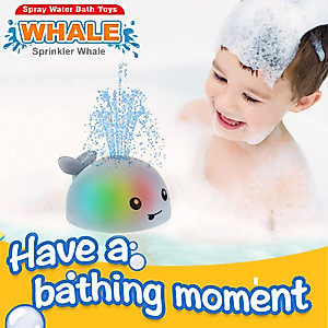 ZHENDUO Baby Bath Toys, Light Up Bath Toys Spray Water Bath Toy, Sprinkler Bathtub Toys for Toddlers Kids Boys Girls, Pool Bathroom Toy for Baby,Christmas Baby Toys