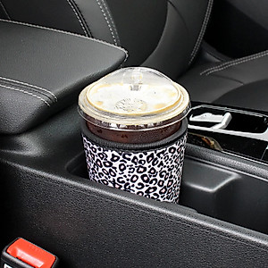 3 Pack Reusable Iced Coffee Sleeves - Xumbtvs Insulator Sleeve for Cold Beverages, Neoprene Cup Holder for Starbucks Coffee, Dunkin Coffee, More(Leopard print)