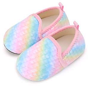 Scurtain Unisex Toddler Slippers - Big Kids & Little Kids Sizes, Artificial Woolen, Colorful 8.5-9