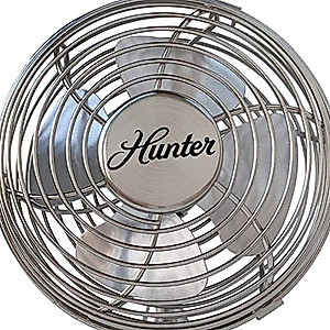 HUNTER 90506z Personal Retro USB Fan, 1 Speed Setting, 70 Degree Tilt Angle, 4" inch, Brushed Nickel