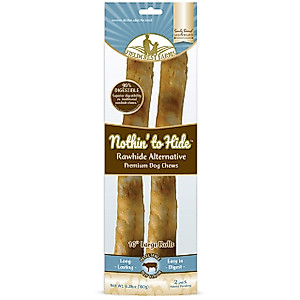 Fieldcrest Farms Nothing to Hide Natural Rawhide Alternative Large 10'' Rolls for Dogs - 3 Pack (6 Chews) Premium Grade Easily Digestible Chews - Great for Dental Health (Beef)
