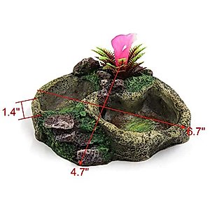 Resin Reptile Platform Artificial Tree Trunk Reptile Food Dish Food Water Bowl Lizard Crawling Platform for Lizard Turtle Gecko Water Frog Snake Amphibian Other Reptile