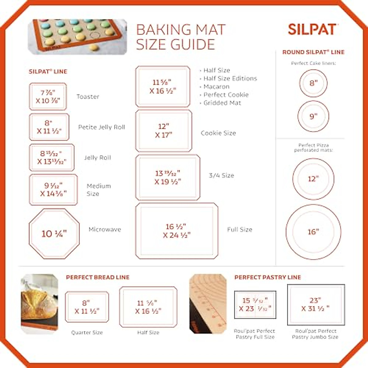 Silpat The Original Premium Non-Stick Silicone Baking Mat, Medium, 9-7/16" x 14-3/8"