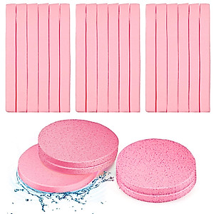 Loyim 120 Pieces Compressed Facial Sponge for Estheticians Face Makeup Removal Cleansing Sponge Pad Exfoliating Spa Wash Round Facial Cleansing Pads Supplies(Pink)
