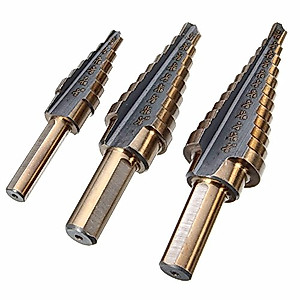 Chiloskit HSS Step Drill Bits Set for Wood and Metal Hole Saw Set Bits (3PCS)