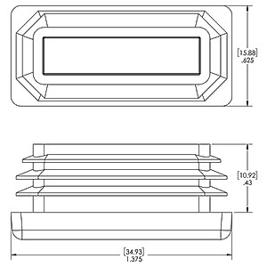 Caplugs 99394011 Plastic Plug for Rectangular Tubing. RER-5/8 X1 3/8-14-2, PE-LD, Hole Width .625" Hole Length 1.375" Wall Thickness 14-20 GA (.083-.035)", Black (Pack of 100)