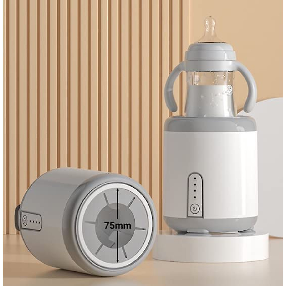 Baby Formula Dispensers & Mixers,360 -Degree Two -Way Shaking Milk,Shake Milk Evenly and Less Bubbles,Three -Gear Timing Milk,Wireless Portable Milk Shake,1200mAh Battery,Baby Bottle Shaker (White)
