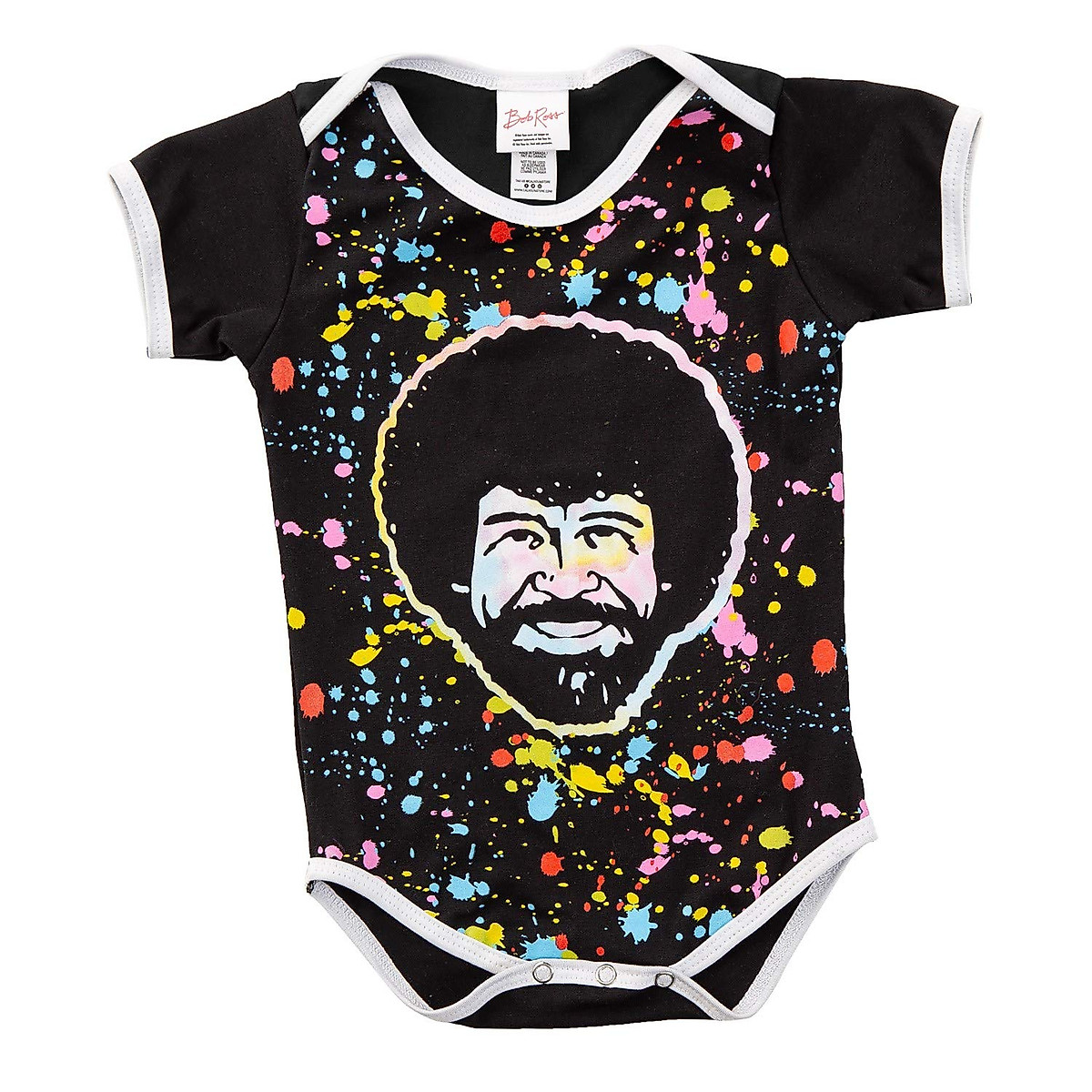 Calhoun Officially Licensed Bob Ross Splatter Print Baby Onesie (12-18 Months)