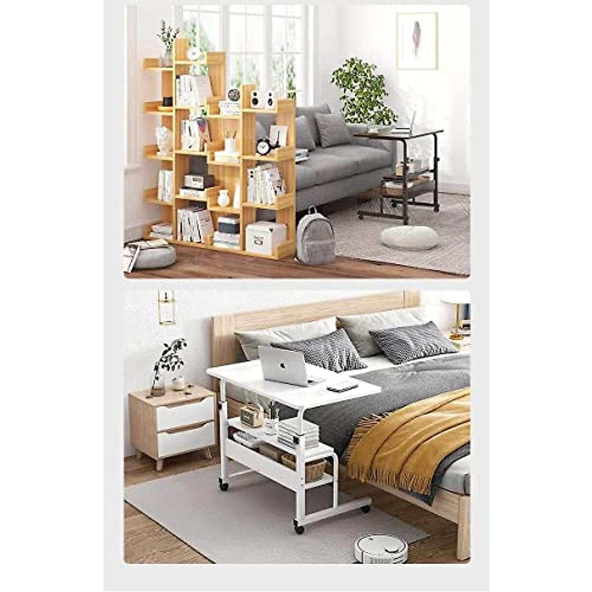 Computer Desk Home Office Desks, Standing Adjustable Laptop Desk for Small Spaces, Portable Work Study Desk Table, Modern Pc Gaming Desk with Storage for Bedroom, Desktop Size 31.5x15.7 inch White