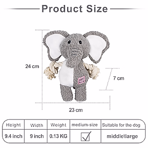 PAZ'S GIFT Dog Toys Cute Plush Elephant and pet Interaction Pulling, Soothing, Companionship, Sturdy Indoor Puppy Toys, Dog Squeaky Toys, Puppy, or Small, Medium Dog Teething or chew Toys