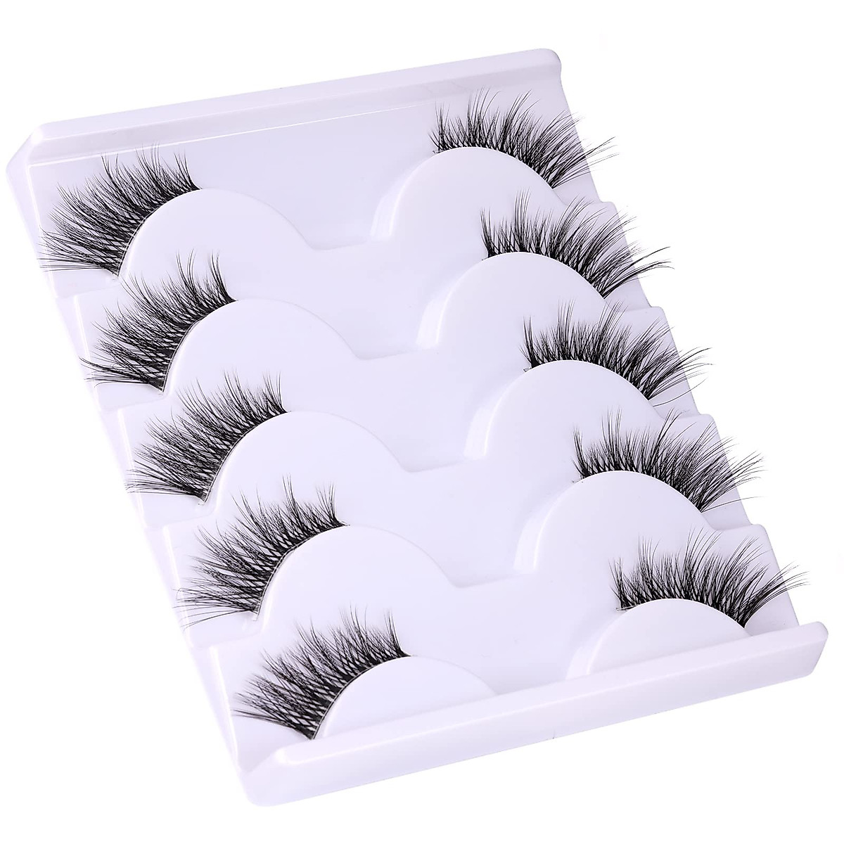 Half Lashes Lashes Natural Look Wispy 3/4 False Eyelashes Fluffy Clear Band False Cat Eye Lashes that Look Like Extensions Soft Handmade Reusable Lashes Pack