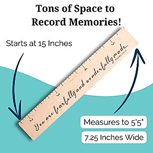 Headwaters Studio Wooden Growth Chart for Wall - Height Measurement for Kids, Wooden Growth Chart for Kids, Growth Chart for Wall, Kids Height - Scriptures - Fearfully Wonderfully Made - 46"x7.5"