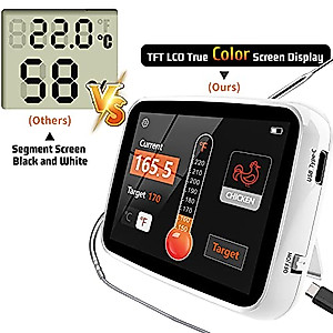 Digital Meat Thermometer for Cooking,2022 Upgraded Touchscreen LCD Large Display Instant Read Food Thermometer with Backlight,Long Probe,Kitchen Timer,Cooking Thermometer for Oven