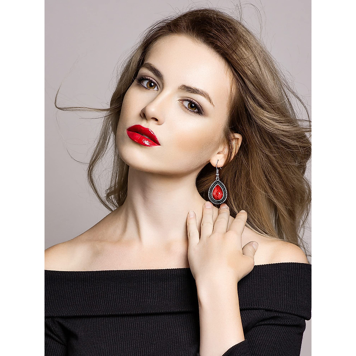 MTLEE 9 Pairs Boho Dangle Earrings Set Pearl Drop Crystal Earrings for Women Teardrop Earrings Rainbow Earrings