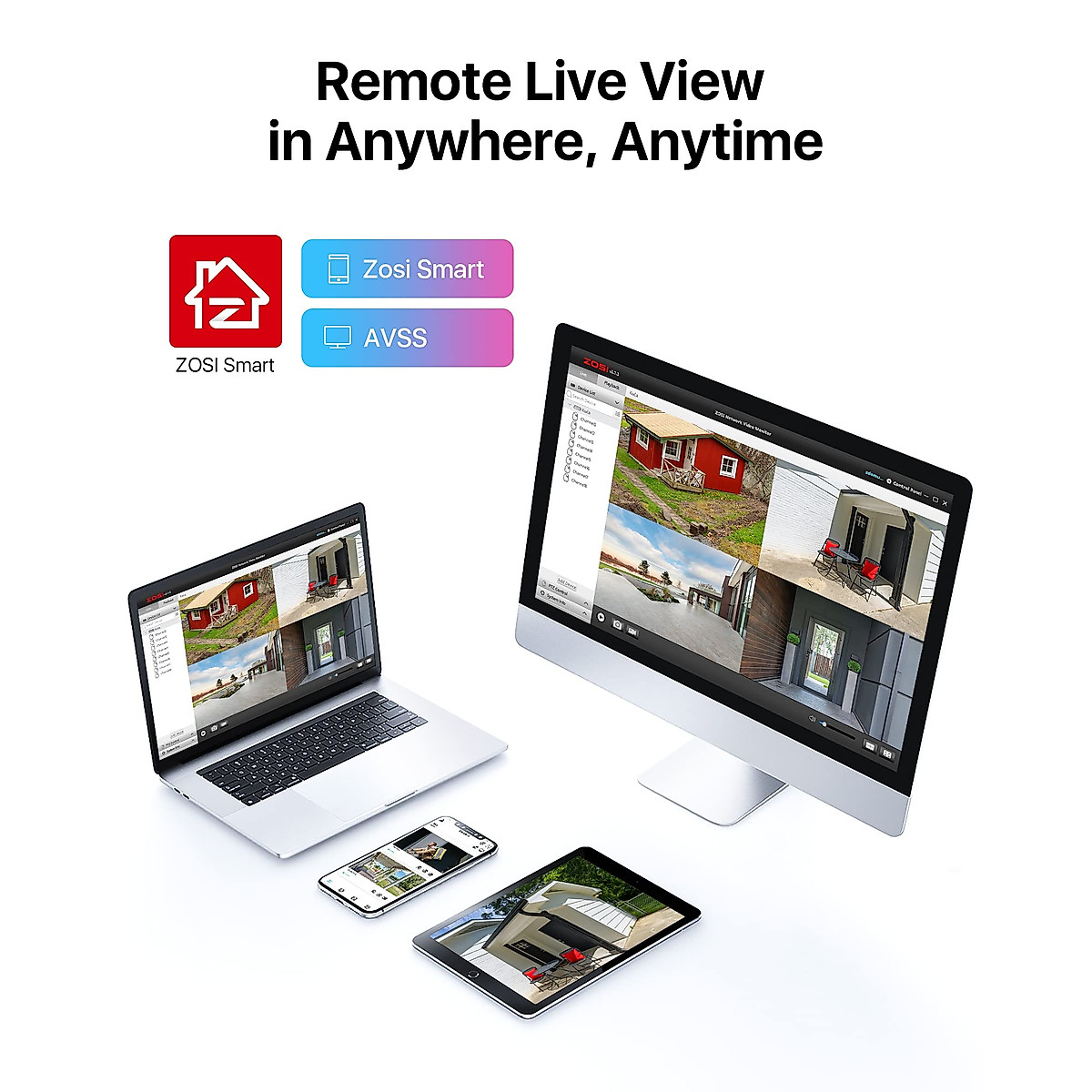 ZOSI H.265+ Full 1080p Home Security Camera System Outdoor Indoor, 5MP-Lite CCTV DVR 8 Channel with AI Human Vehicle Detection, 4 x 1080p Weatherproof Surveillance Camera, 80ft Night Vision, 1TB HDD