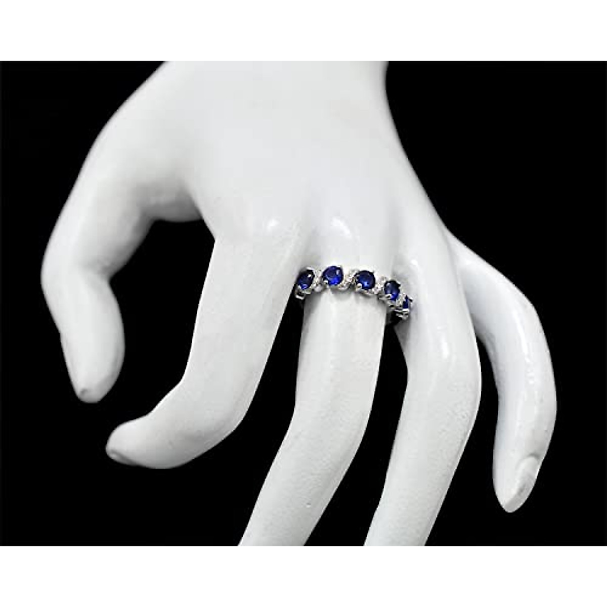 4 MM Natural Blue Sapphire Ring 925 Sterling Silver September Birthstone Cluster Ring Sapphire Jewelry Art Deco Ring Engagement Gift For Girlfriend (RG-7798) (Yellow Gold Plated Silver, 8 US)