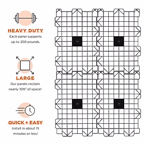 USA SEALING Attic Dek Flooring Storage System, Walking Deck Pallet Boards for Attic, Easy Installation Floor System for Garage, Roof and More, 4 Panels Included - Black