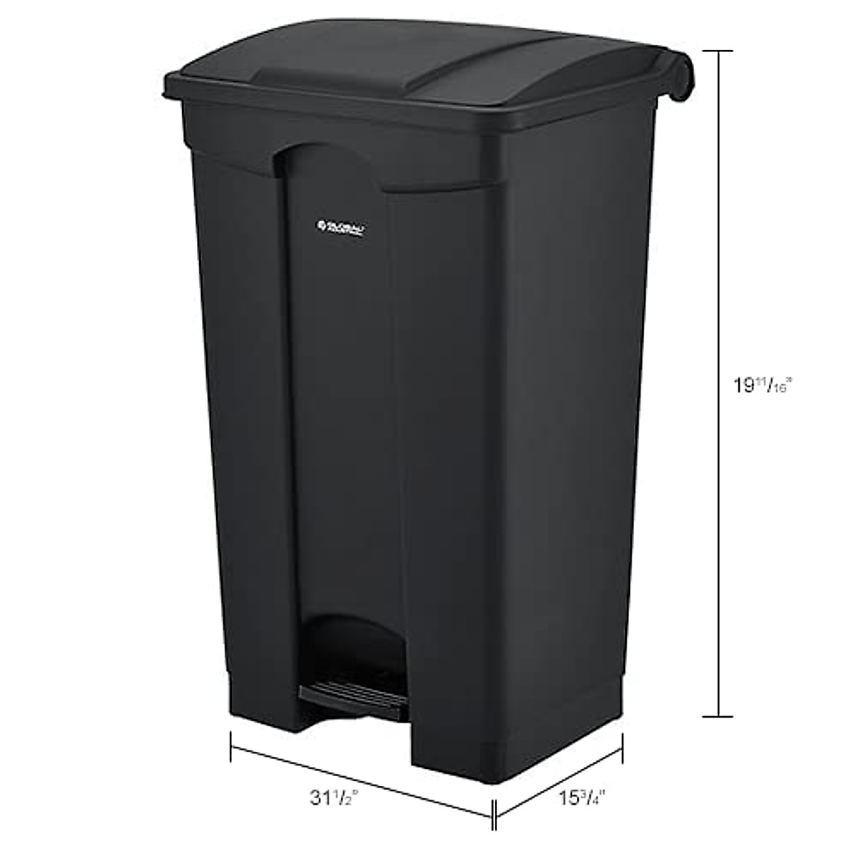 Global Industrial Plastic Rectangular Step On Trash Can, 23 Gallon, Black