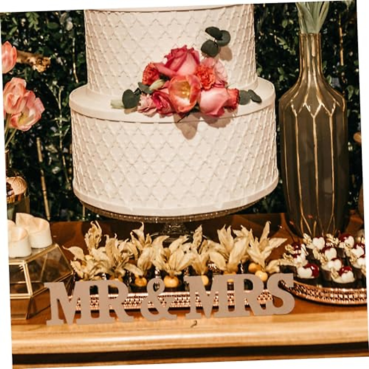 HOOTNEE Wooden Wedding Sign Freestanding Wedding Sign Letters Wedding Stand Sign Mr and Mrs Table Decor Engagement Party Decorations Standing Mr and Mrs Letters Mr and Miss Sign Khaki