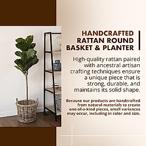 KOUBOO Rattan Round Basket & Planter, Handmade, Storage Basket, Planter Basket, Mudroom, Kids Room, Nursery, Home Essentials, Boho Decor