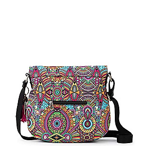Sakroots womens Eco-twill, Multifunctional Purse With Adjustable Strap & Zipper Pockets Foldover Crossbody Bag In Eco Twill, Rainbow Wanderlust, One Size US