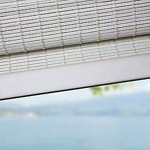 Calyx Interiors Cordless Seaside White Bamboo Roman Shades Blinds - Size: 24" W x 74" H (Model: 04CBF240740)