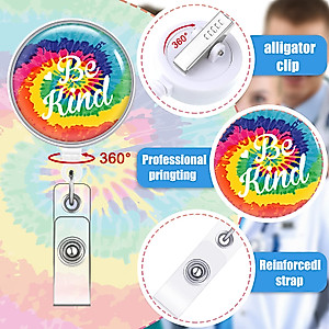Junkin 6 Pack Pride Badge Reels Be Kind Badge Reels Retractable Rainbow Alligator Clip Scroll Funny Holder for Student Teacher Office School Worker Nurse ID Name Decoration Cute
