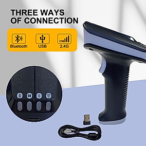 YANZEO SR290 UHF RFID Reader Handheld Terminal Barcode Scanner 1D/2D QR Barcode Reader Bluetooth 2.4 GHz+Wired USB Bar Code Reader for Jewelry/Clothing/Shoe Store, Supermarket, Warehouse