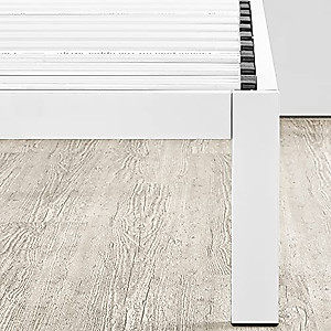 Mellow Rocky Base C 14" Platform Bed Heavy Duty Steel White, w/ Patented Wide Steel Slats (No Box Spring Needed) - Full