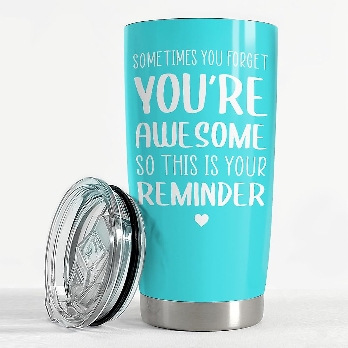 SANDJEST Sometimes You Forget That You’re Awesome So This Is Your Reminder Tumbler Gift Set - Birthday, Christmas Inspirational Gifts for Women, Men - 20oz Insulated Coffee Travel Mug