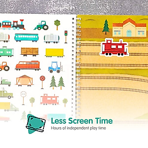 Sticker Book for Kids 2-4, 500+ Kids Stickers, Cars, Trucks, Planes & Trains 12 Coloring Pages 12 Side by Side Scenes, Fun Toddler Travel Activity Coloring and Sticker Books for Ages 4-8 + 8-10