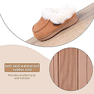 FANTURE Toddler Kids House Shoes Slippers with Memory Foam Fuzzy and Warm Cozy Comfort Fleece Clog Slip On Sole Protection for Boys Girls Indoor Outdoor U422BBLFX217.SY-Chestnut-19.5