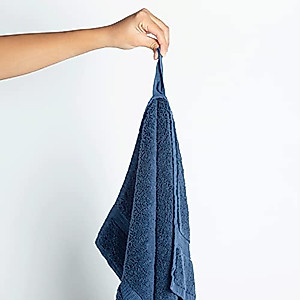 Nebia Hand Towel for Bathrooms, Showers, and Bath Tubs, Made from Recycled Materials, Soft and Absorbent, Machine-Washable, Quick Dry, 15” x 30”, Navy